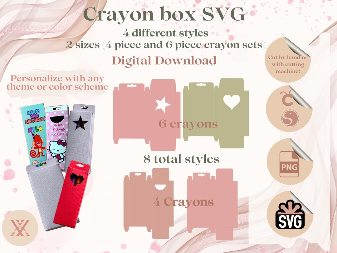 Crayon Box Template Crayon Box SVG DIY Crayon Box for Kids Party Favors ...