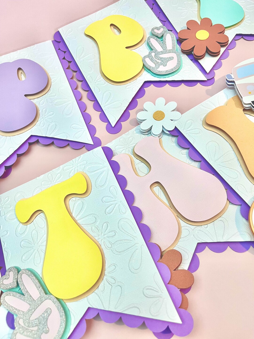 Groovy Birthday Banner, Personalize Birthday Banner, Hippie Birthday ...