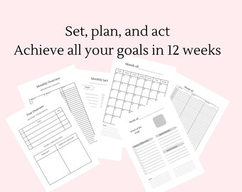 12-week Goal Planner, Fillable Work & Productivity Tracker Calendar ...