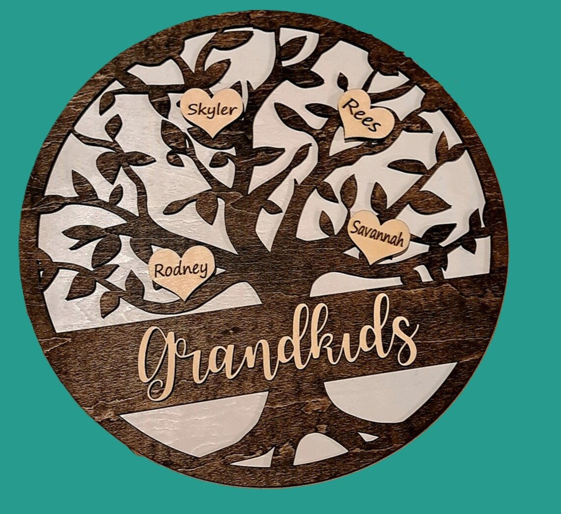 Grandkids Sign, Grandkids Tree Decoration, Personalized Family Sign - Etsy
