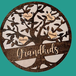 Grandkids Sign, Grandkids Tree Decoration, Personalized Family Sign - Etsy