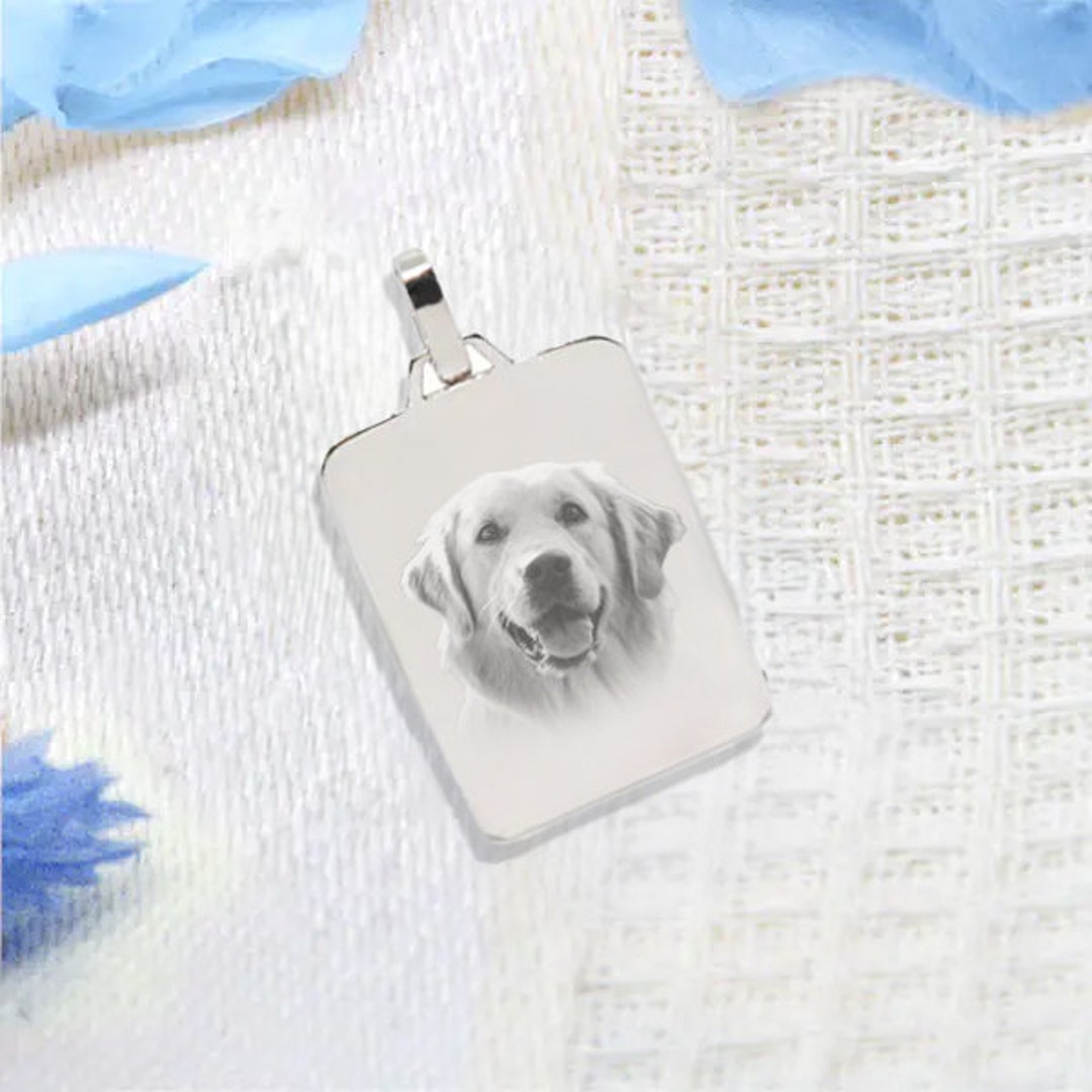 Large Medallion Engraved With a Rectangular Photo in Silver - Etsy