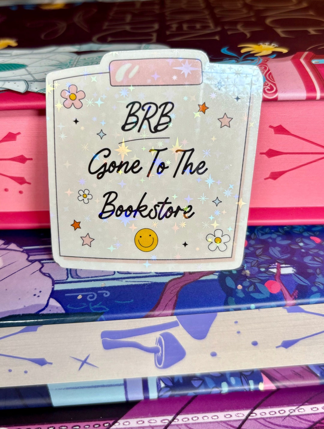 BRB Gone to the Bookstore Memo Note Style Holographic Laminate Bookish ...