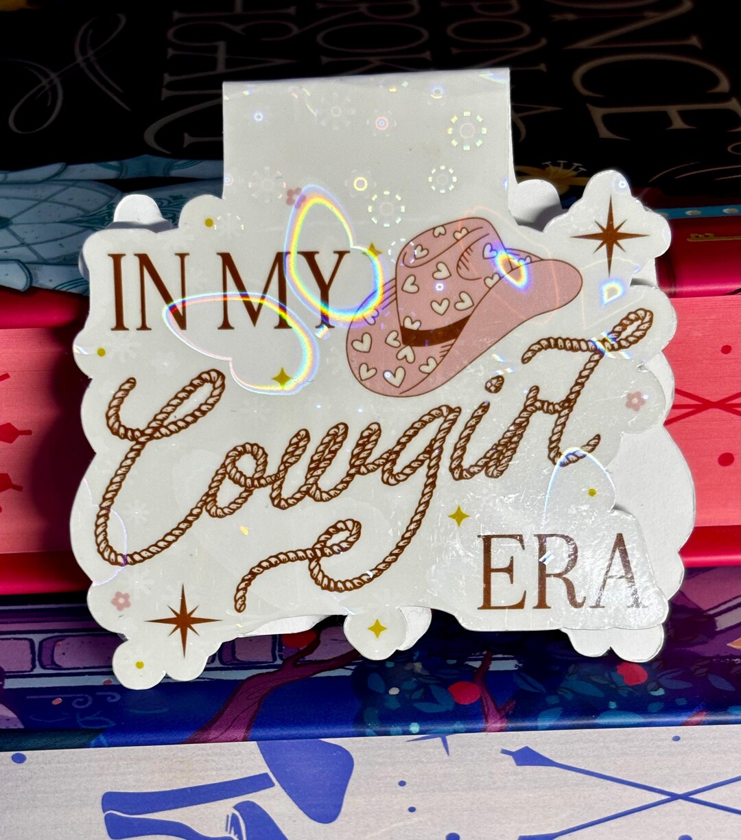 Magnetic Bookmark, in My Cowgirl Era Holographic Laminate, Sparkly ...