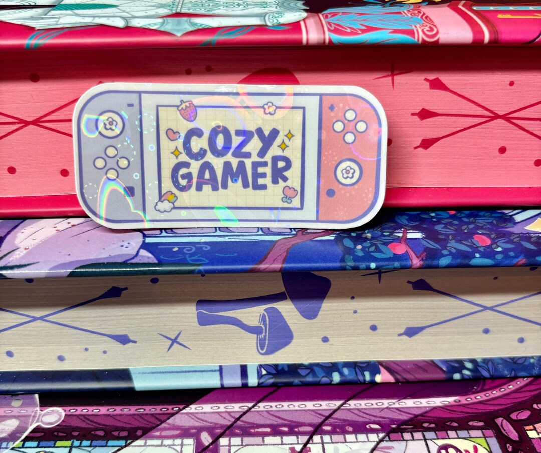 Mini Cozy Gamer Game Console Holographic Laminate Bookish Sticker, Holo ...