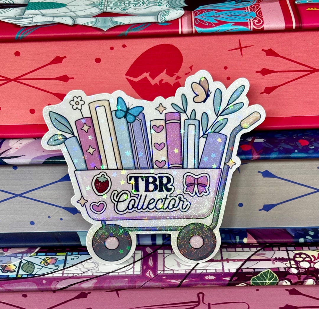 Cute TBR Collector Cart Holographic Laminate Bookish Sticker, Die Cut ...