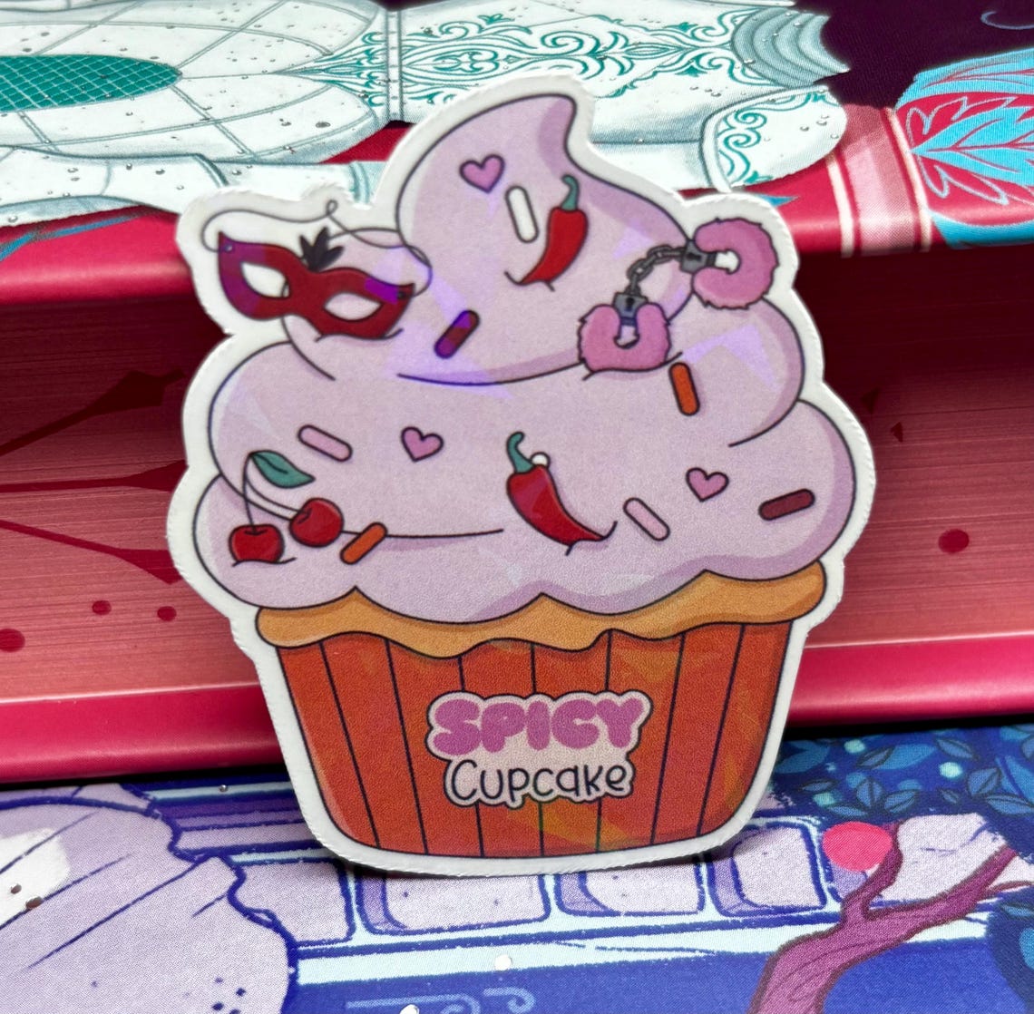 Mini Spicy Cupcake Holographic Laminate Bookish Sticker - Etsy