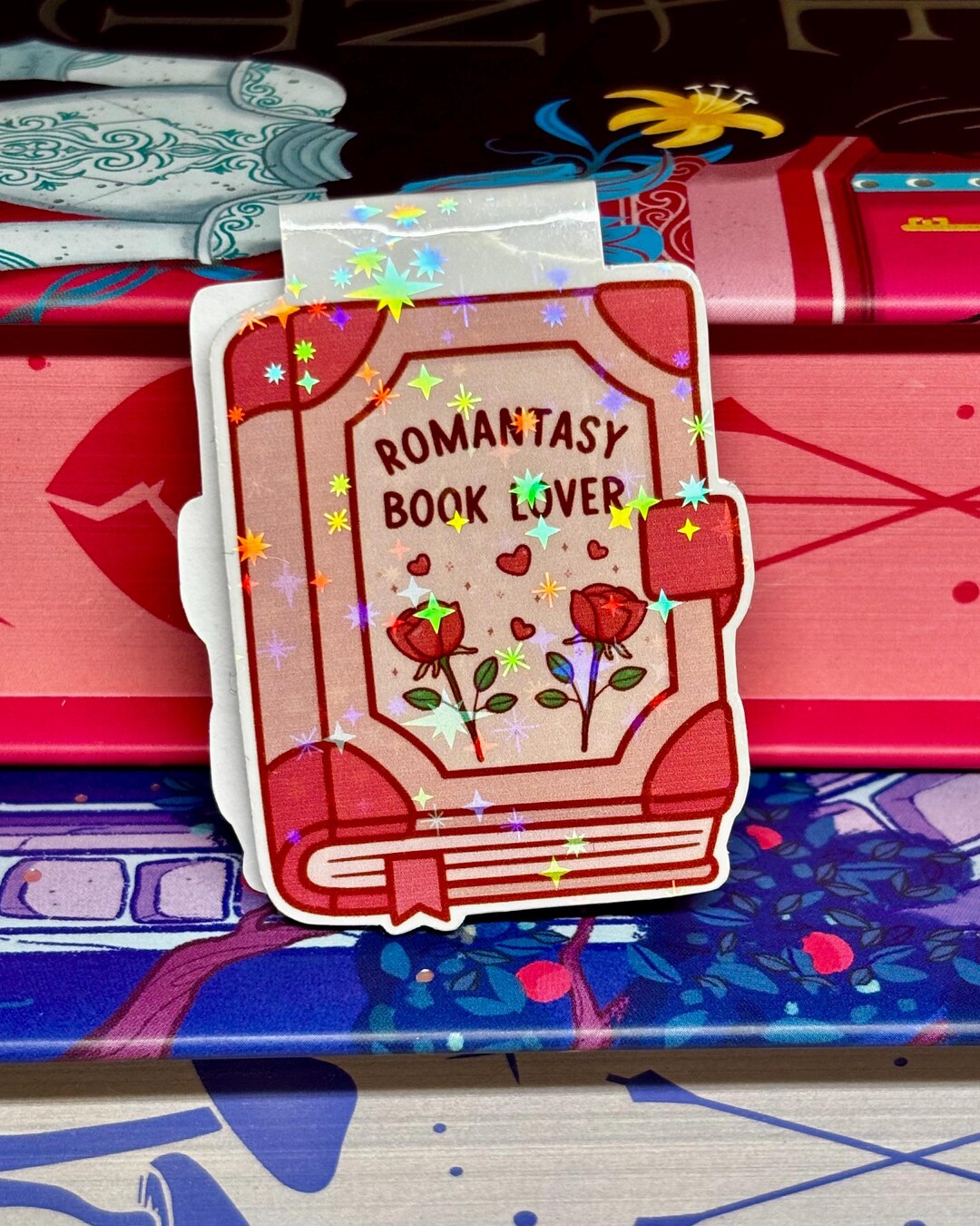 Mini Magnetic Bookmark Romantasy Book Lover Holographic Laminate ...