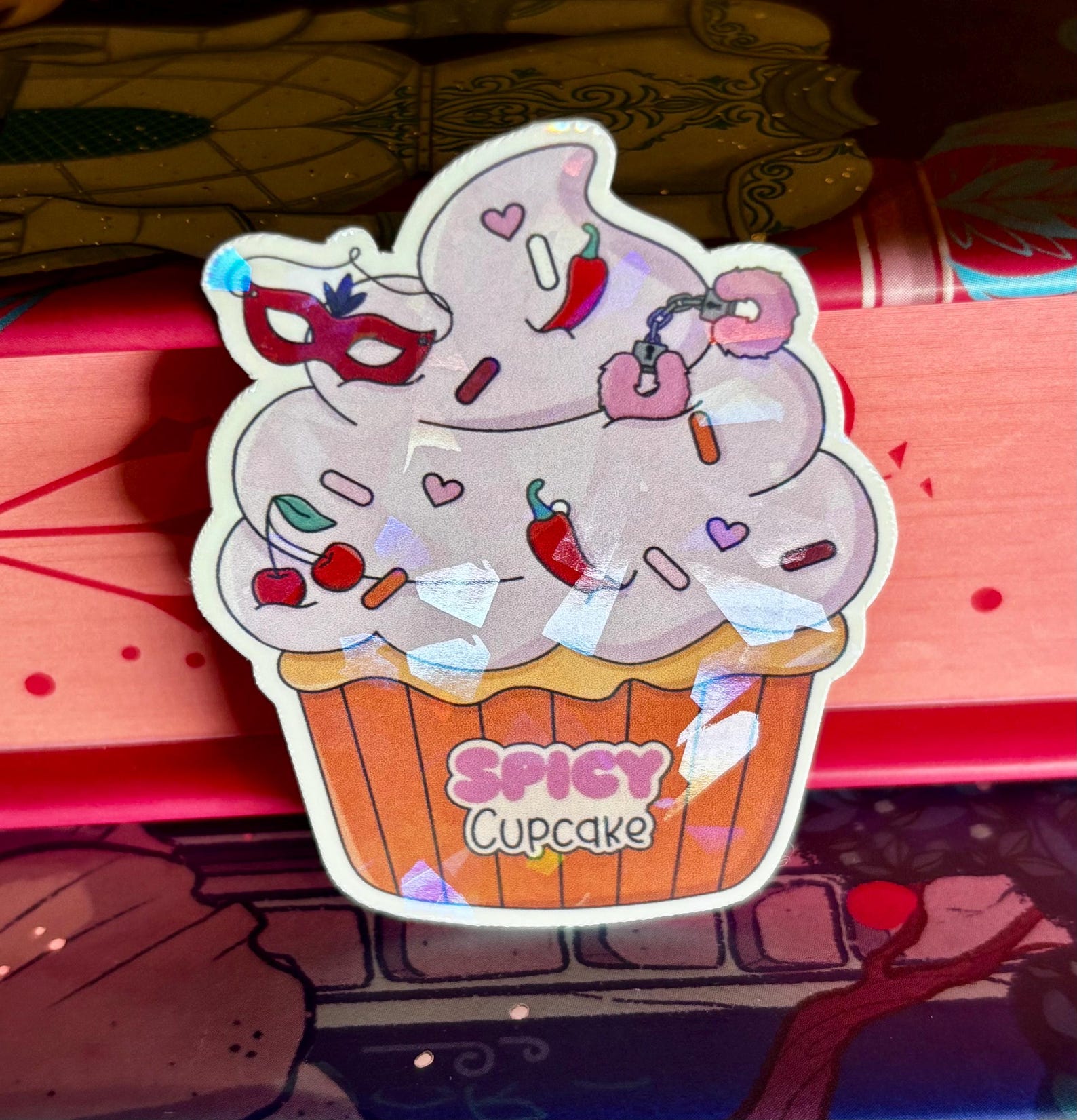 Mini Spicy Cupcake Holographic Laminate Bookish Sticker - Etsy