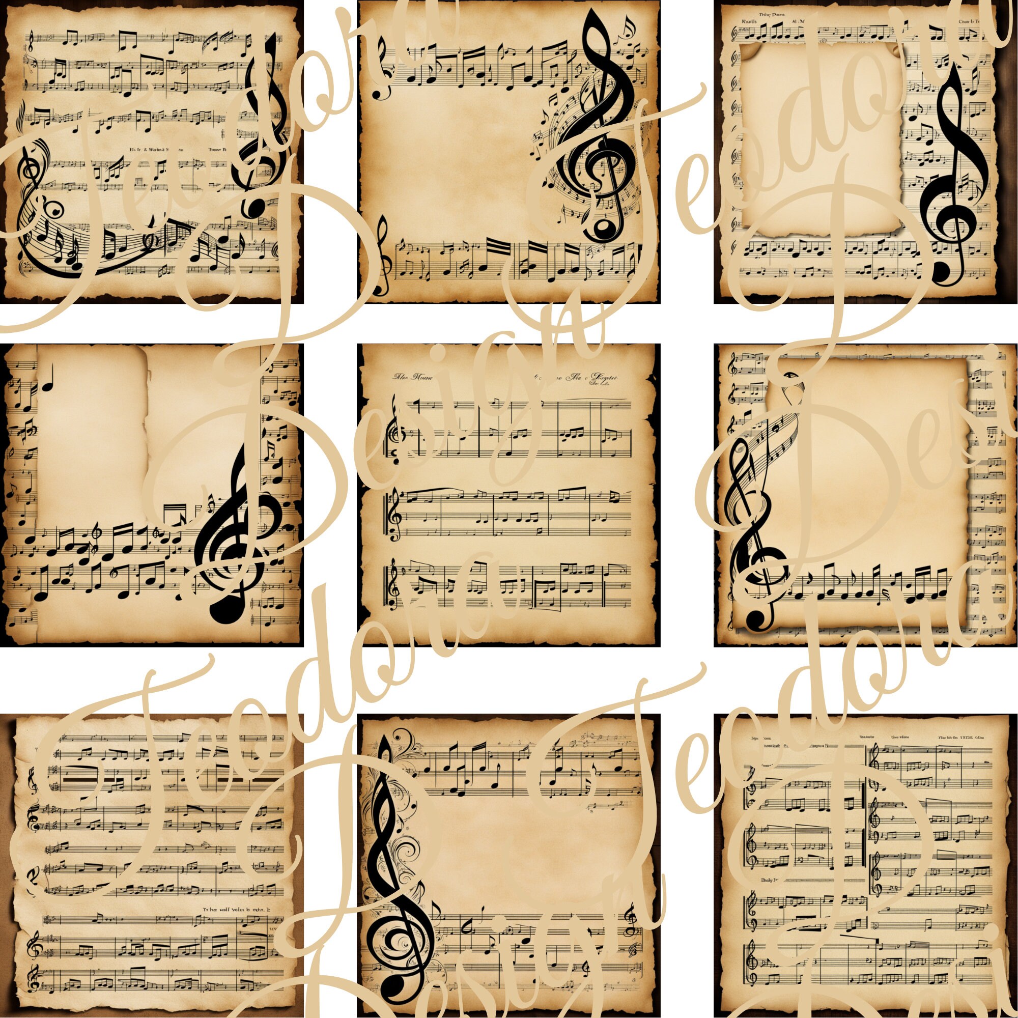 Old Paper Designs With Music Нotes - Etsy