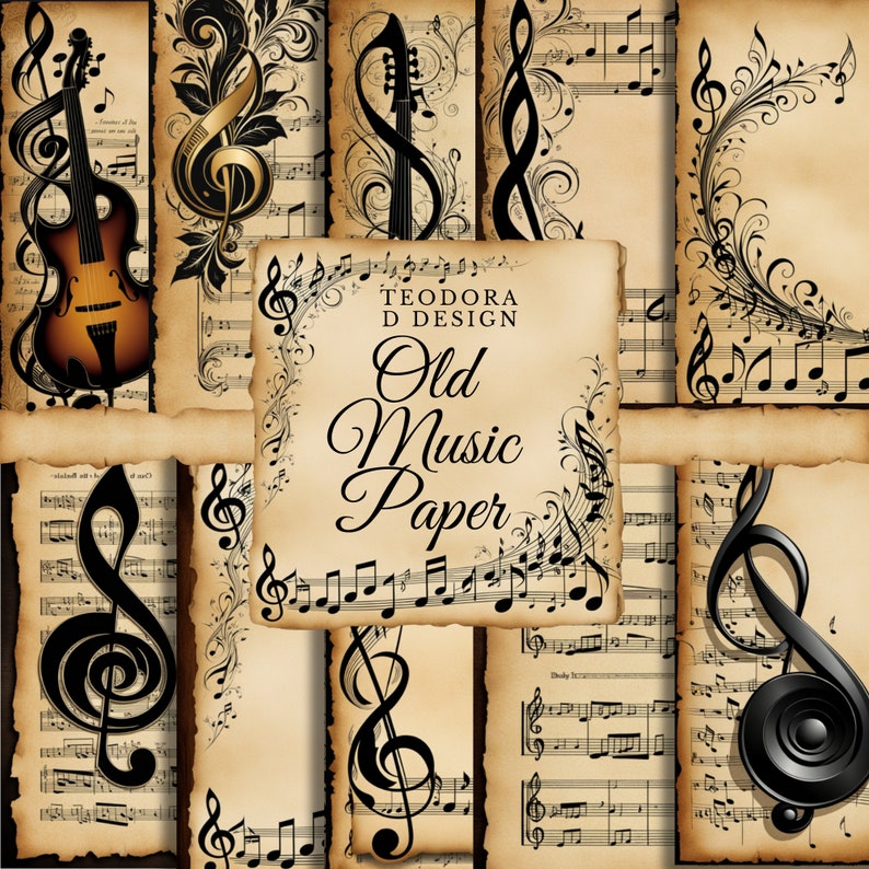 Old Paper Designs With Music Нotes - Etsy
