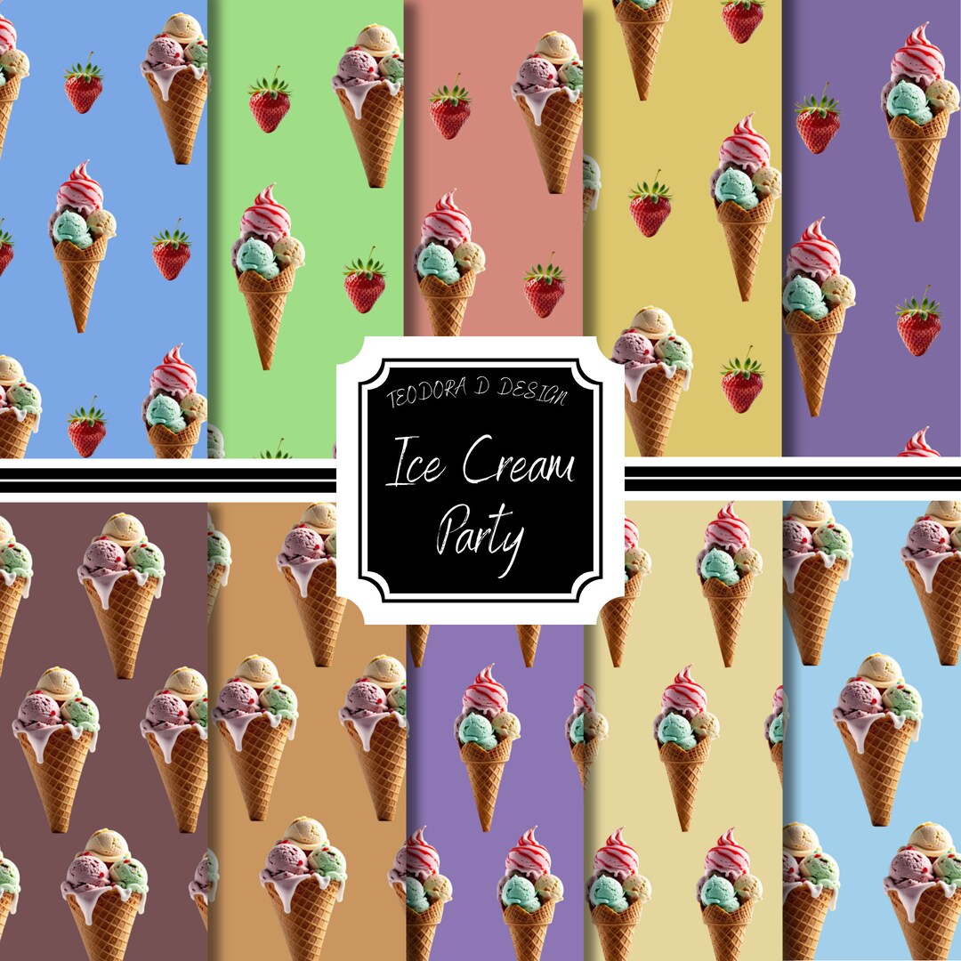 Digital Design Paper Ice Cream Party - Etsy