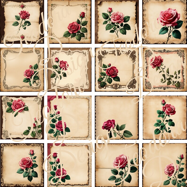 Design Old Paper With Roses - Etsy