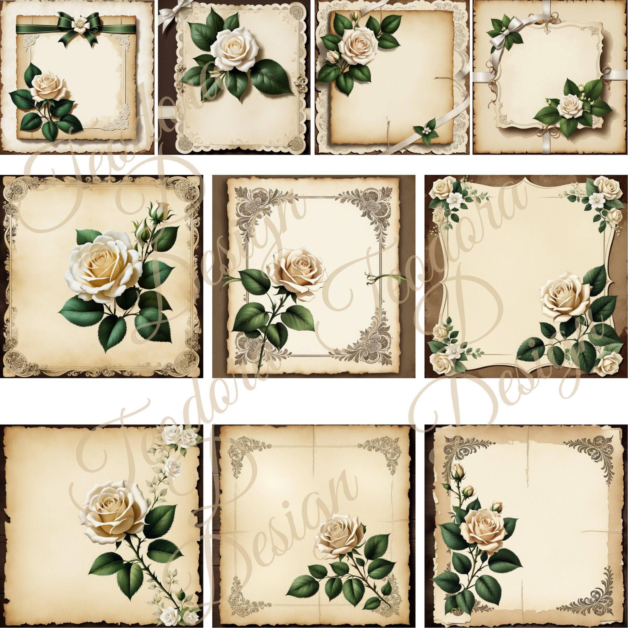 Design Old Paper With Roses - Etsy