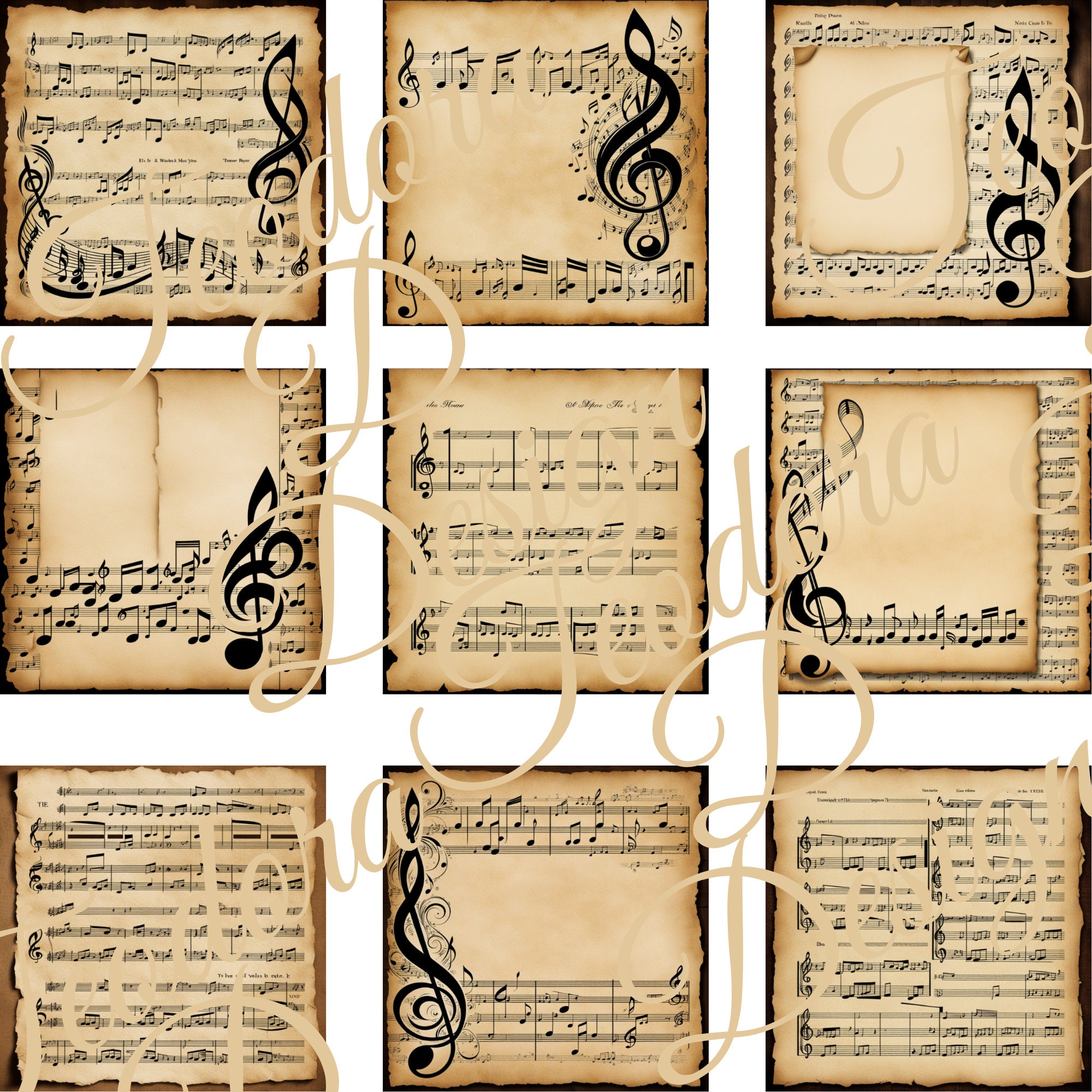 Old Paper Designs With Music Нotes - Etsy