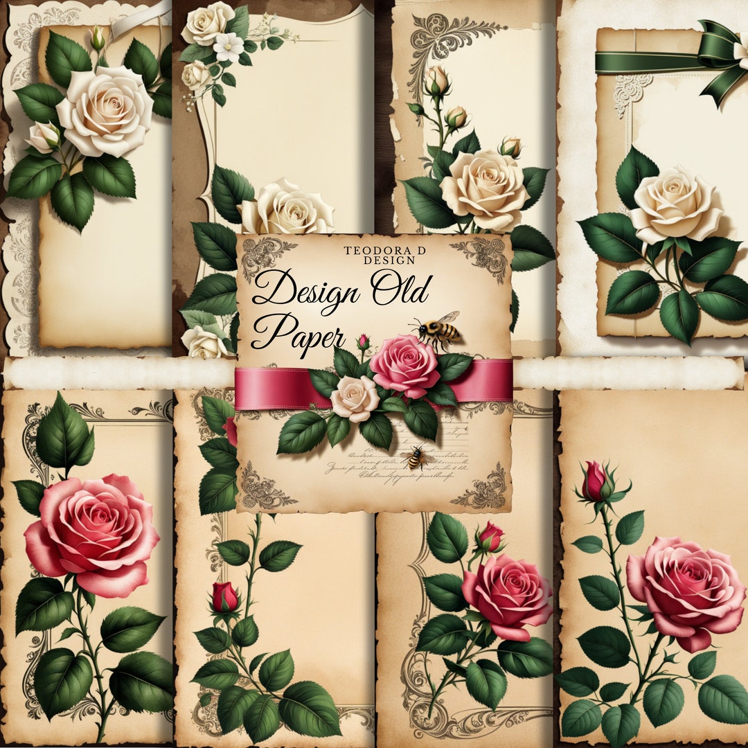 Design Old Paper With Roses - Etsy