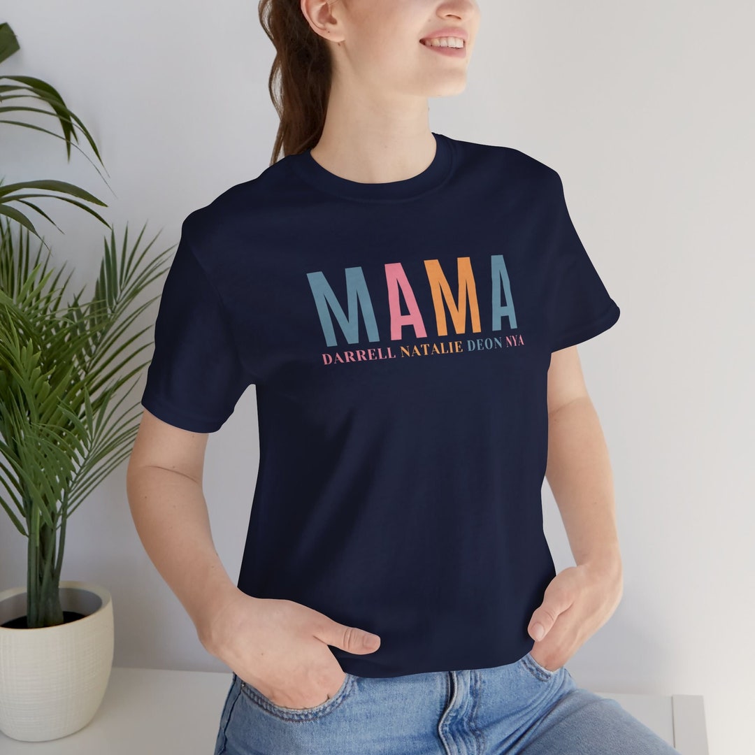 Personalize Mama, Mom, Mothers Day, Momma Shirt, Kids Name, Short ...