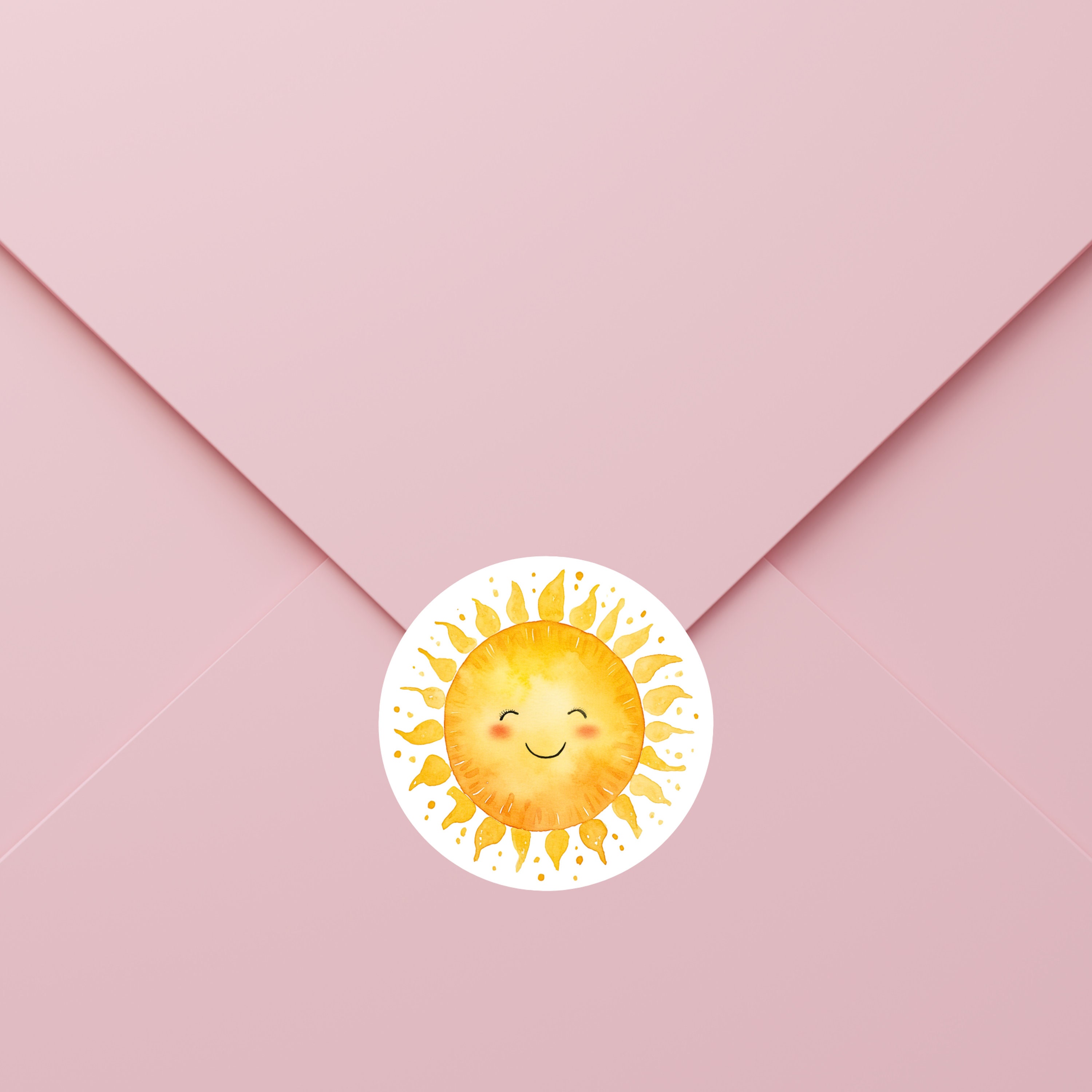 Cheerful Sun Envelope Seals, Set of 30, 1 1/4 Inch Round Sun Stickers ...