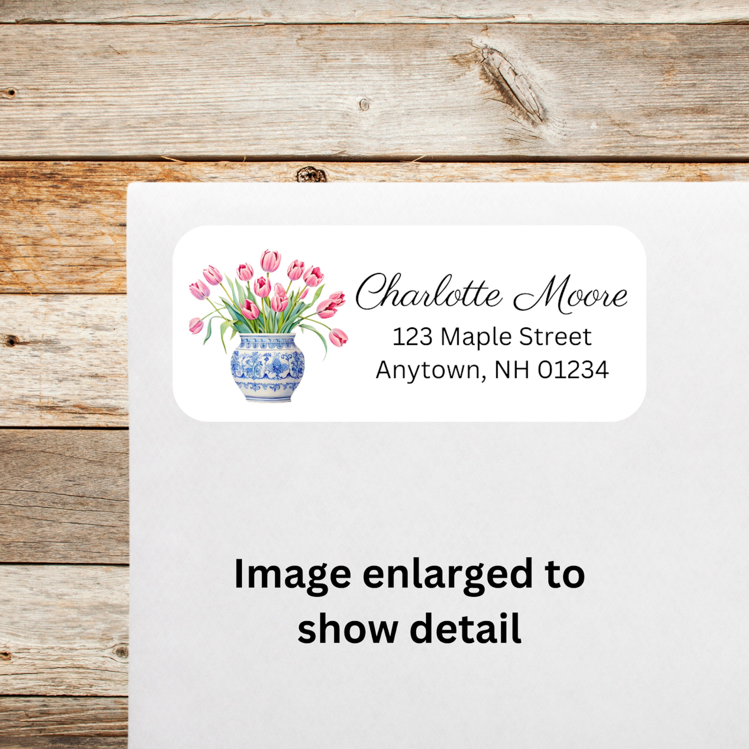 Pink Tulips in Vase, Personalized Return Address Labels, Watercolor ...