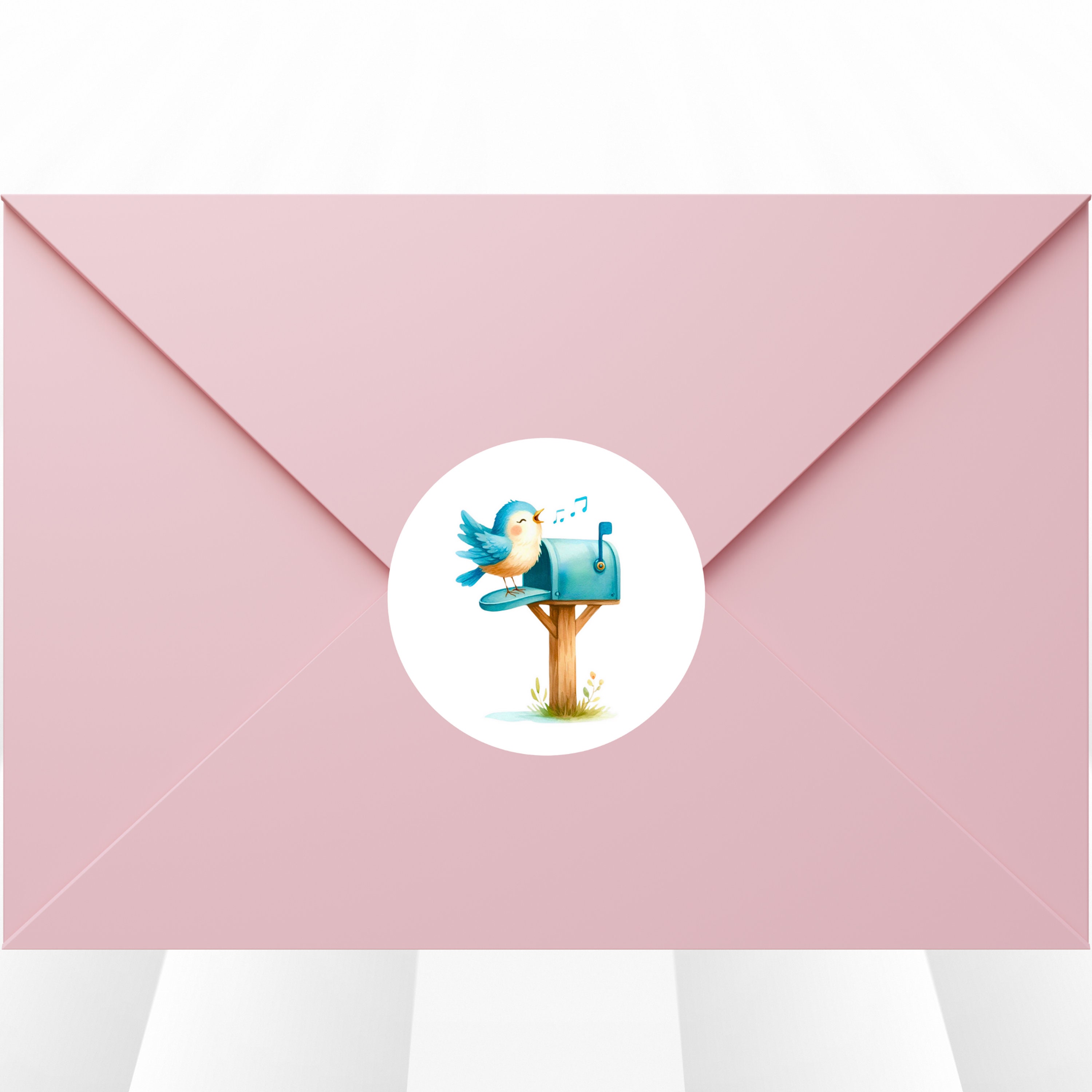 Little Blue Bird at Mailbox Envelope Seals, Set of 30, 1 1/4 Inch Round ...