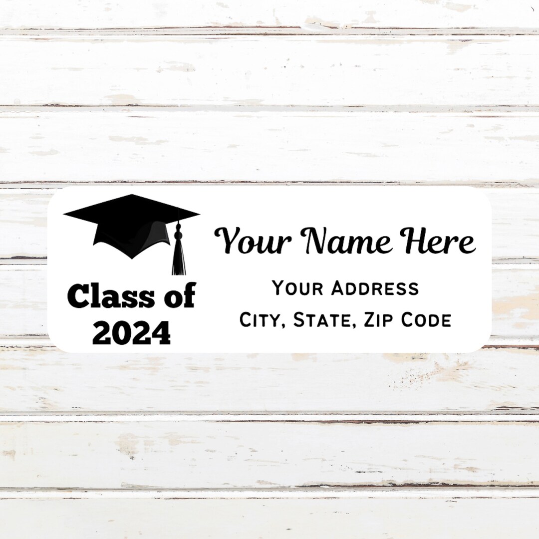 Class of 2024 With Graduation Cap Personalized Return Address Labels ...