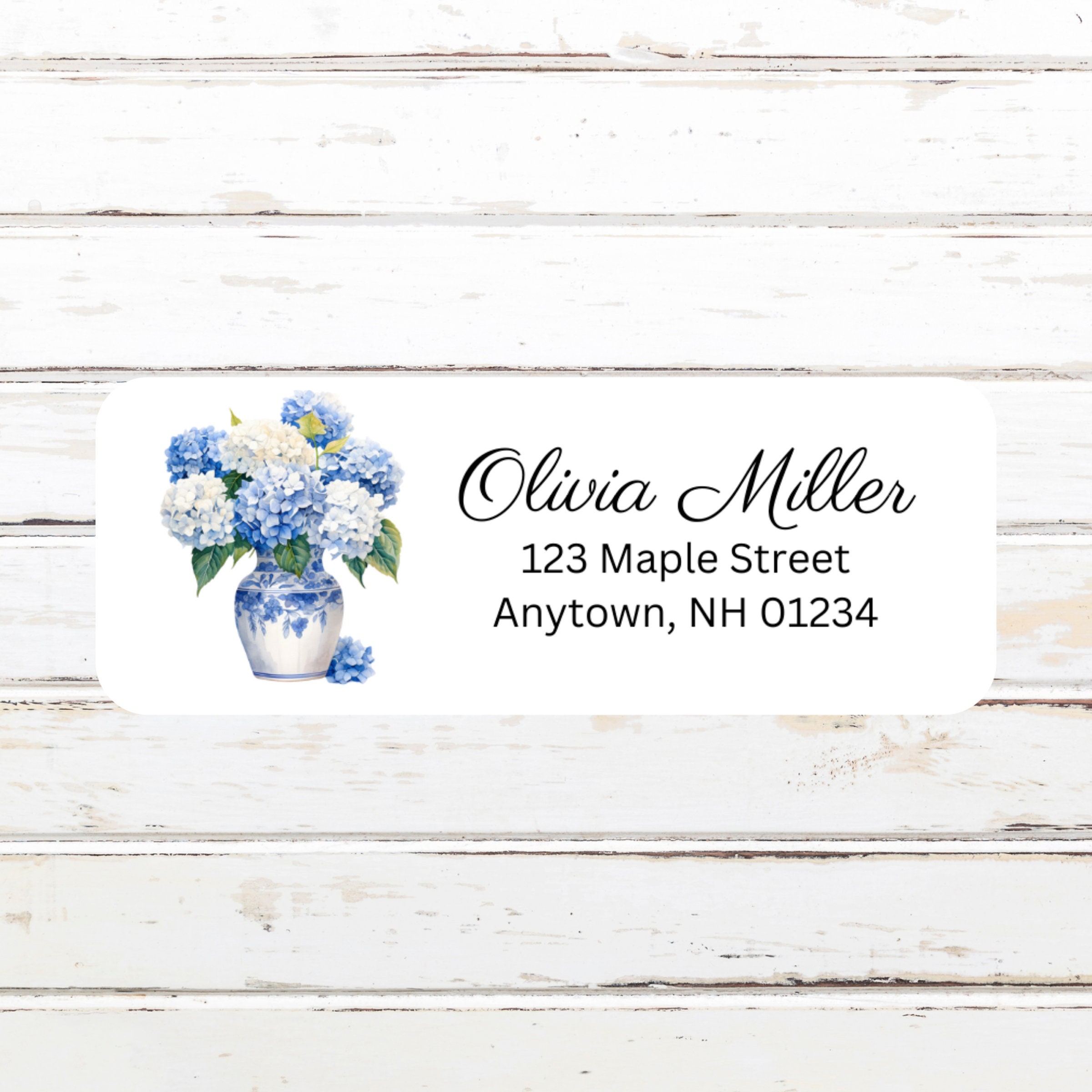 Hydrangea in Vase, Personalized Return Address Labels, Watercolor ...