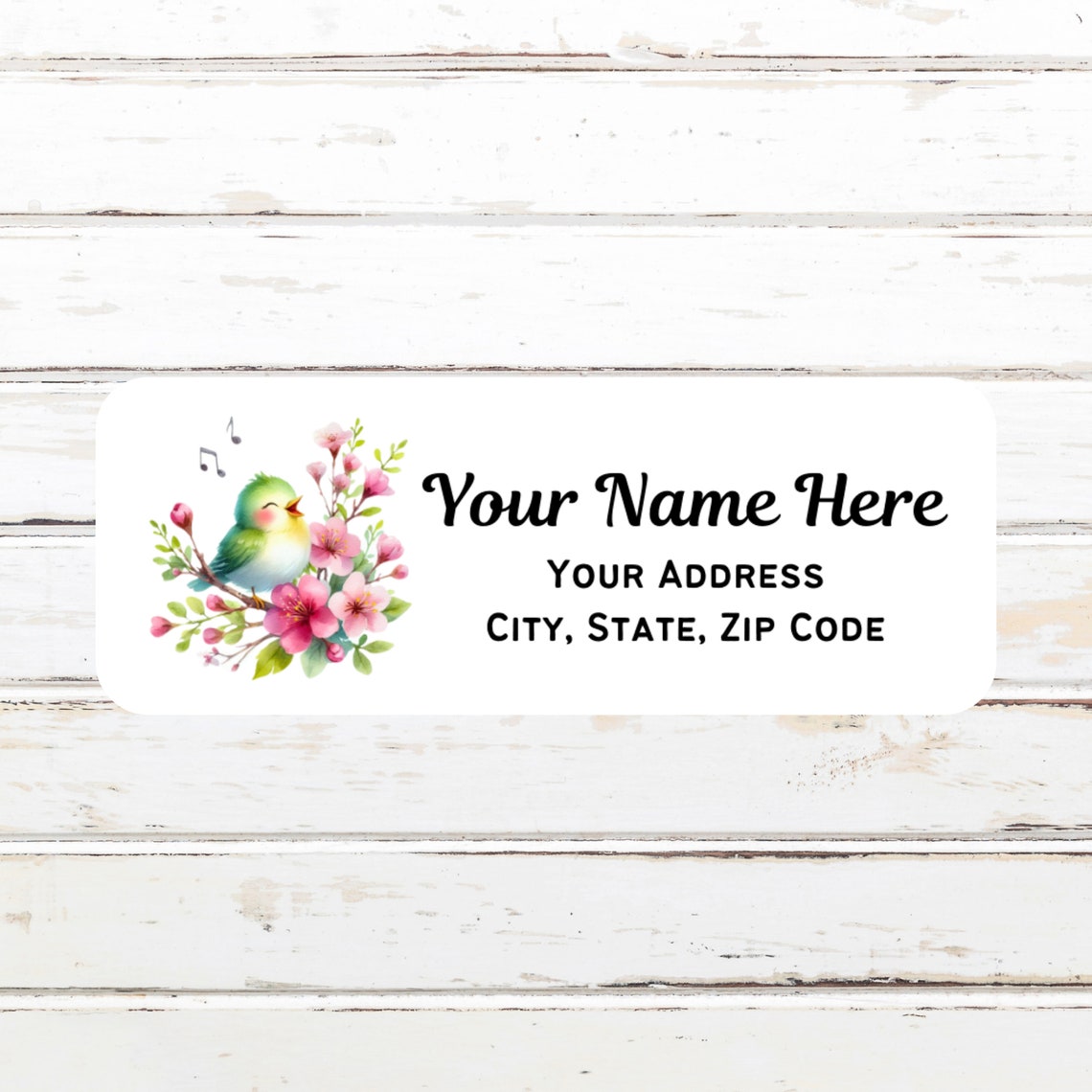 Cute Little Bird Singing Personalized Return Address Labels, Watercolor ...