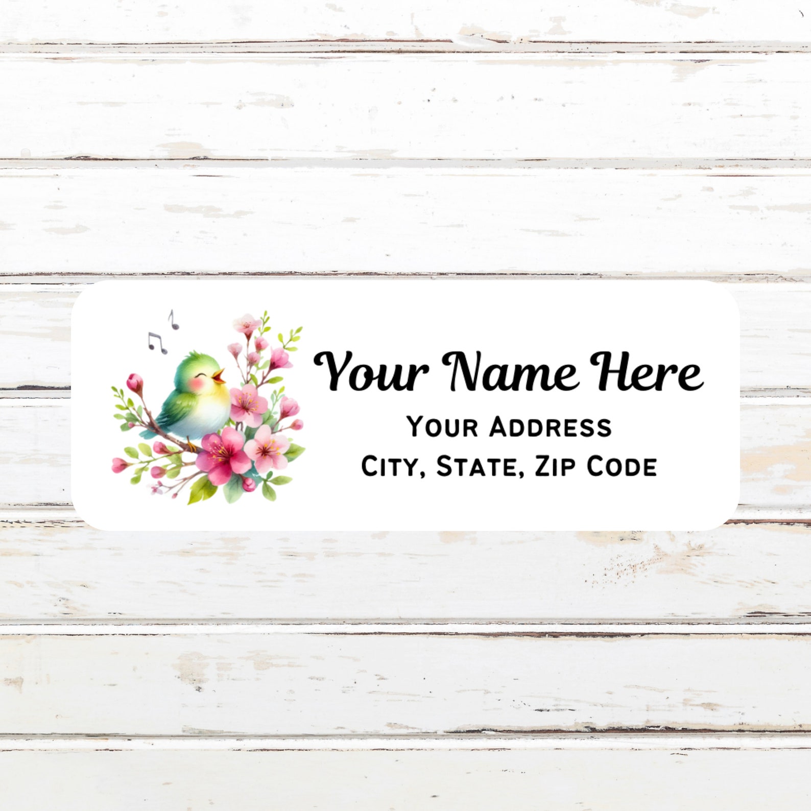 Cute Little Bird Singing Personalized Return Address Labels, Watercolor ...