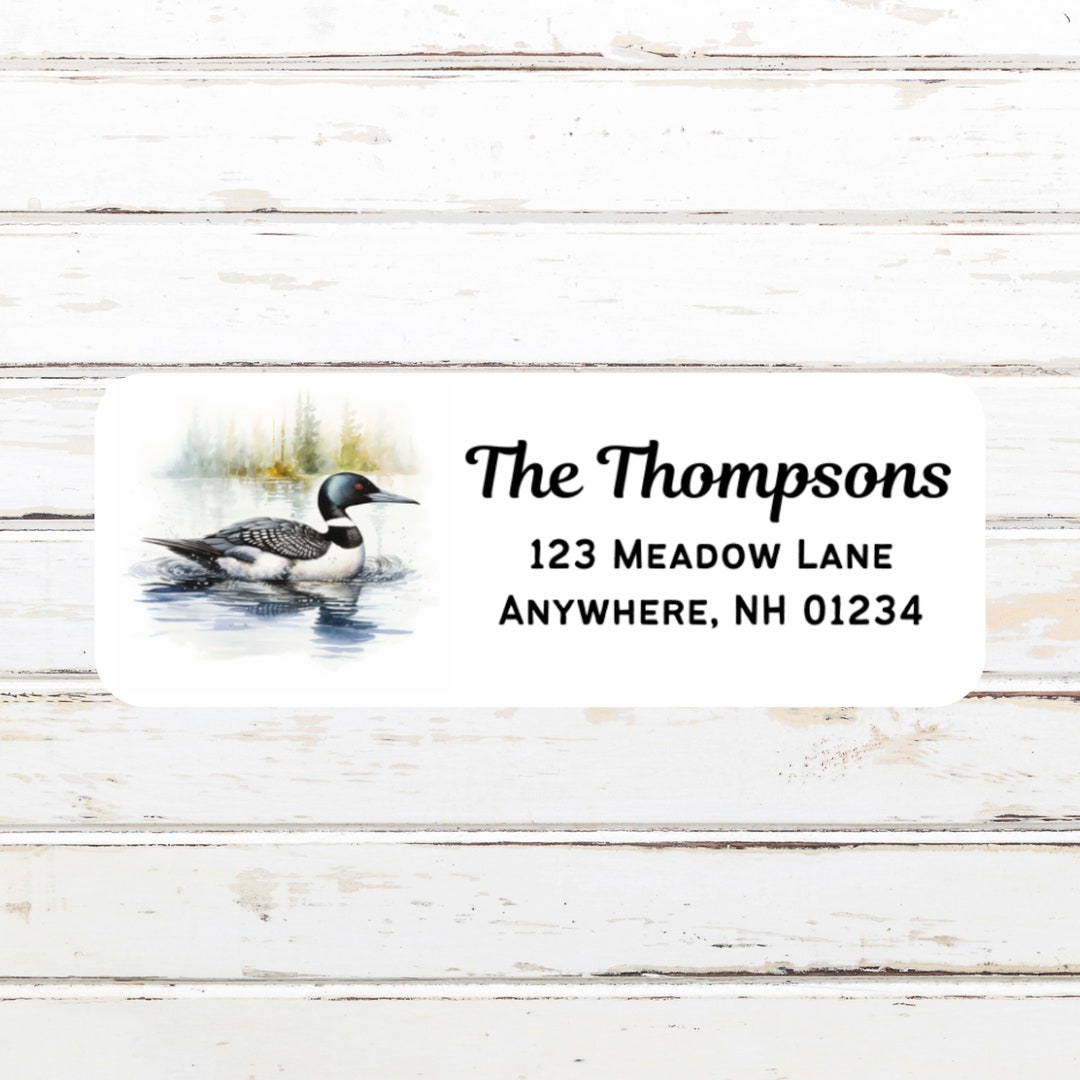 Watercolor Loon in Lake, Personalized Return Address Labels, Watercolor ...