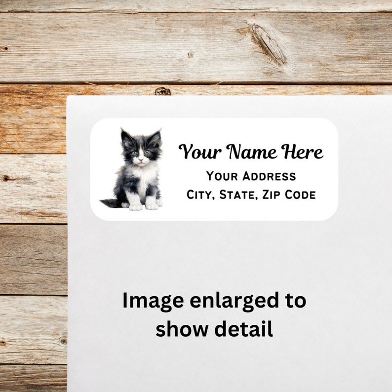 Black and White Kitten Personalized Return Address Labels, Watercolor ...