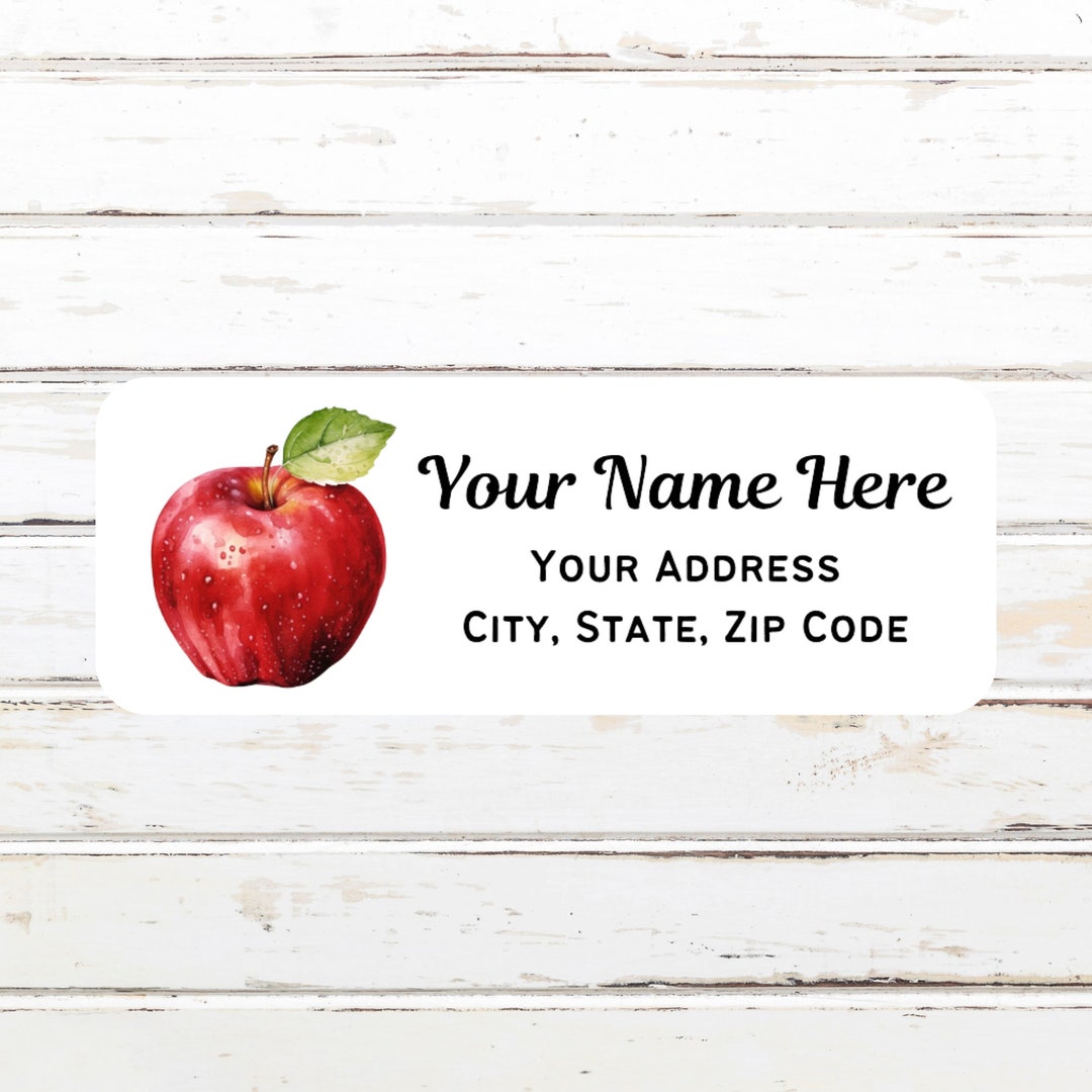 Apple Return Address Labels, Personalized White Matte, Watercolor ...