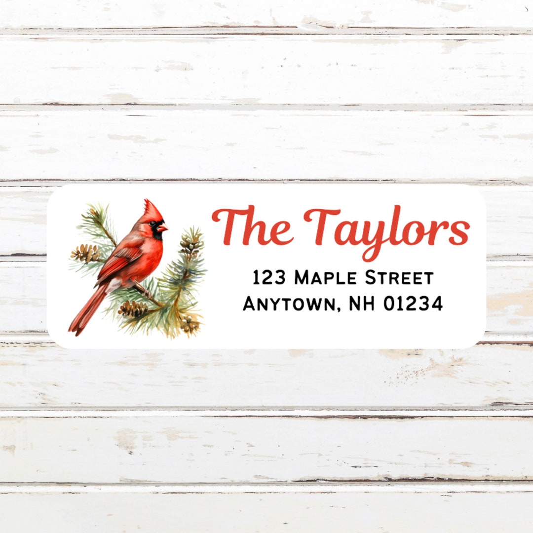 Cardinal on a Pine Branch, Personalized Return Address Labels ...