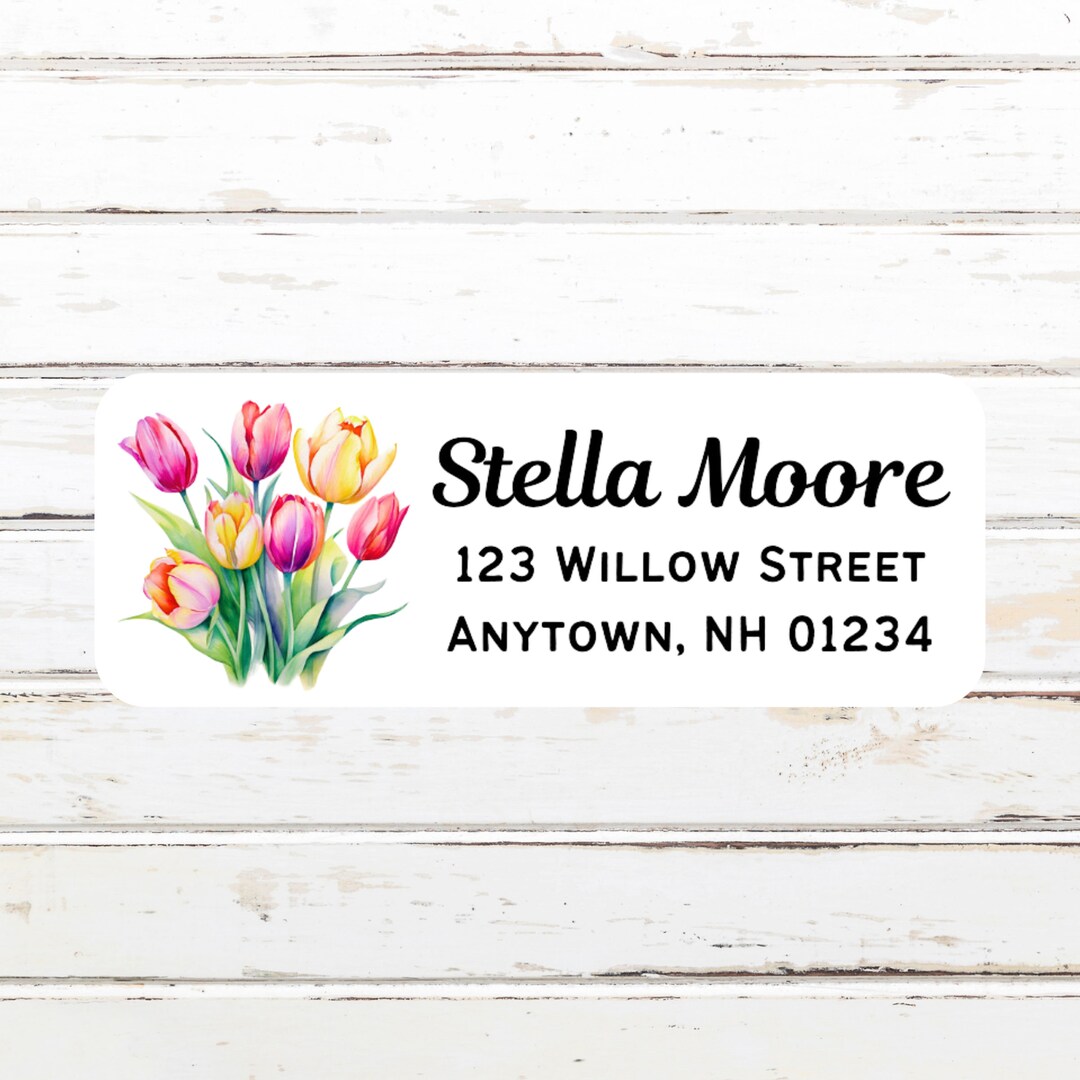 Tulips in the Garden Personalized Return Address Labels, Watercolor ...