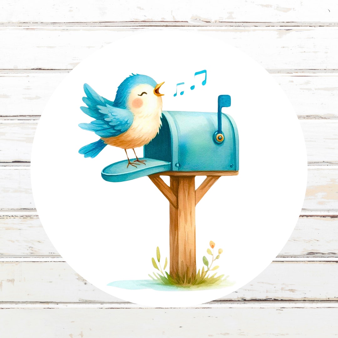 Labels Blue Handmade Scrapbooking Stickers Primitive Folk Art Birds ...