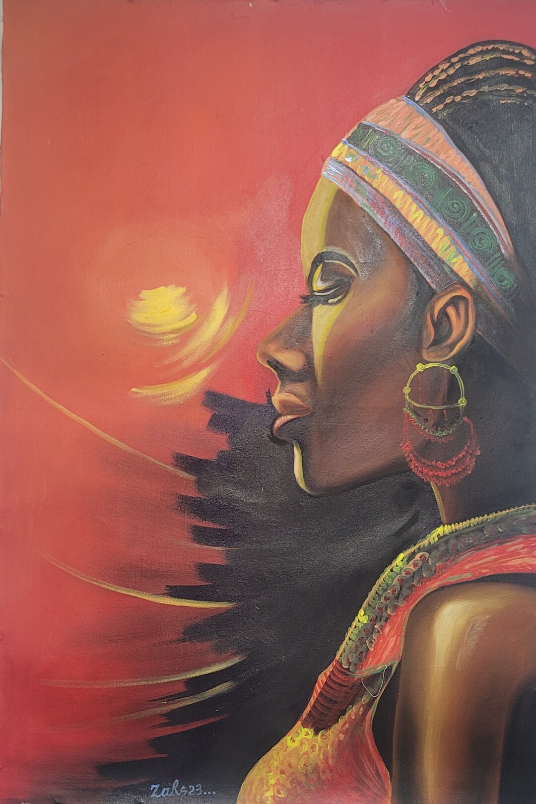 African Artwork Nubian Radiance Painting, Black Art, Wall Decor ...