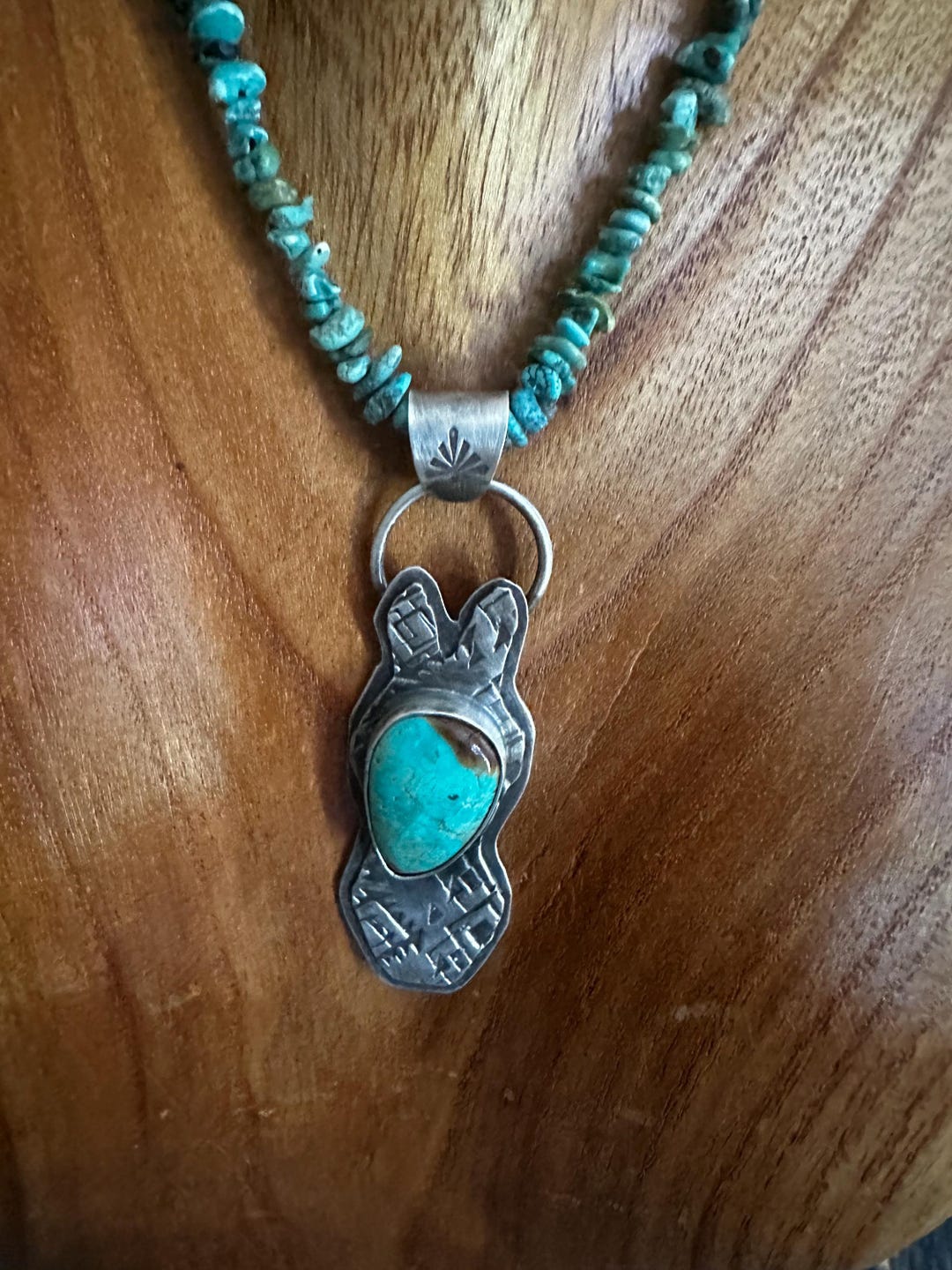 Santa Fe Turquoise Horse Pendant and Beaded Necklace - Etsy