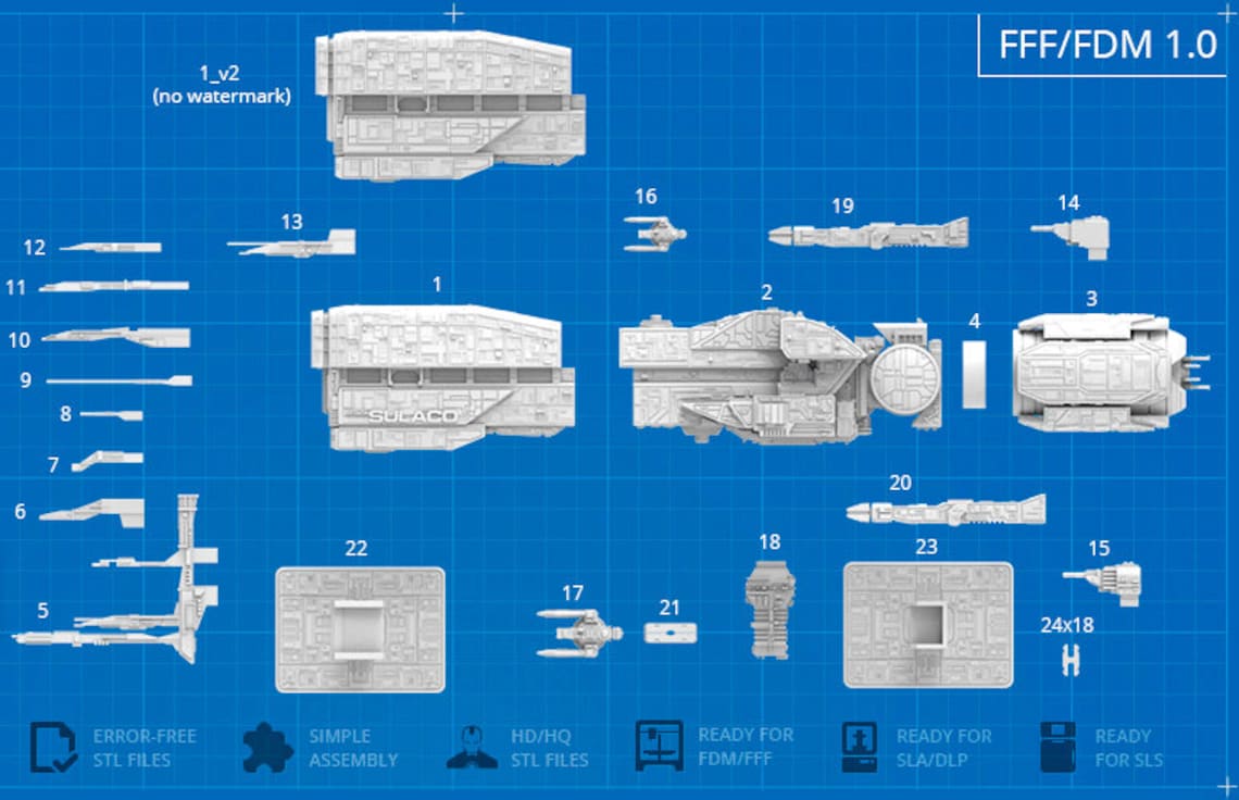 Sulaco STL Sulaco 3D Model Sulaco 3D Print Files Sulaco - Etsy