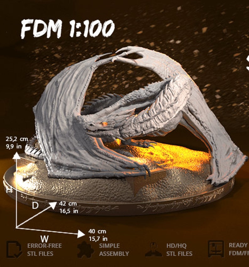 Lord of the Rings STL Smaug STL Smaug 3D Model Smaug 3D - Etsy