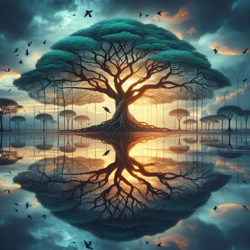 Láminas artísticas del Árbol de la Vida: Paisaje fantástico, arte mural ...