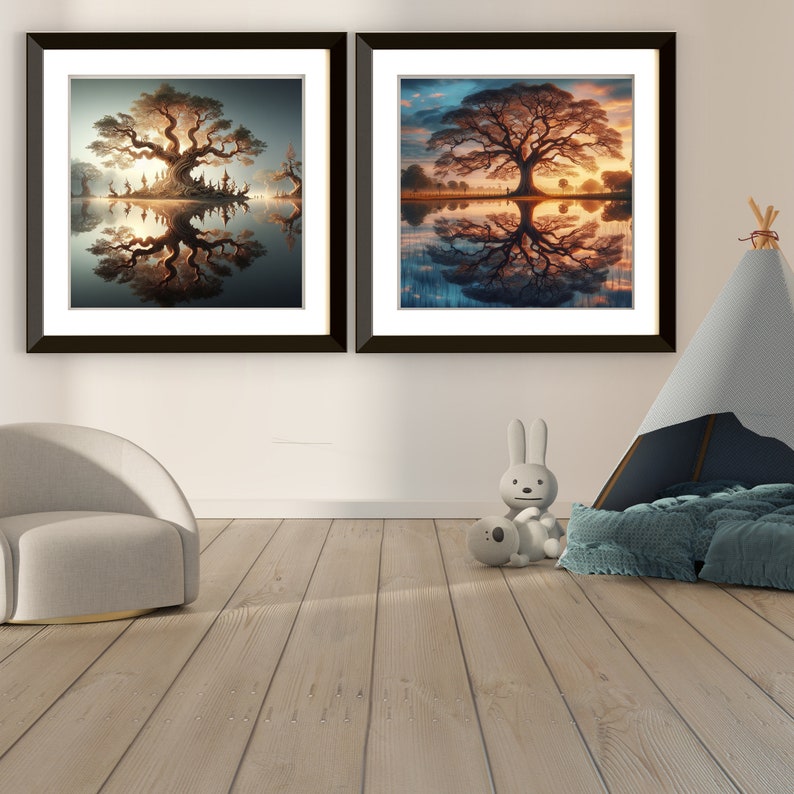 Láminas artísticas del Árbol de la Vida: Paisaje fantástico, arte mural ...