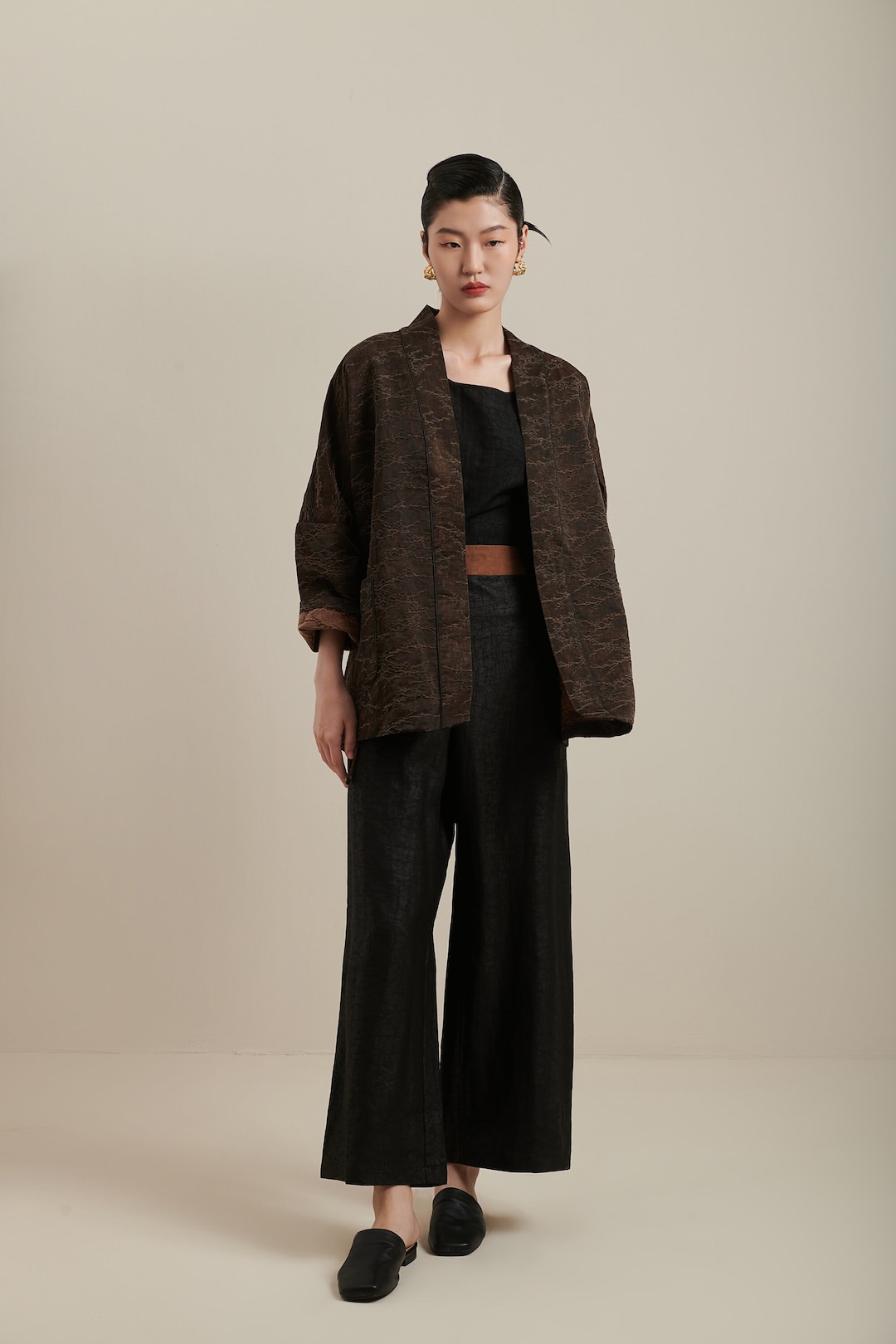 100% Gambiered Handcrafted Mud Silk Coat Natural Plant Dyed Eco ...