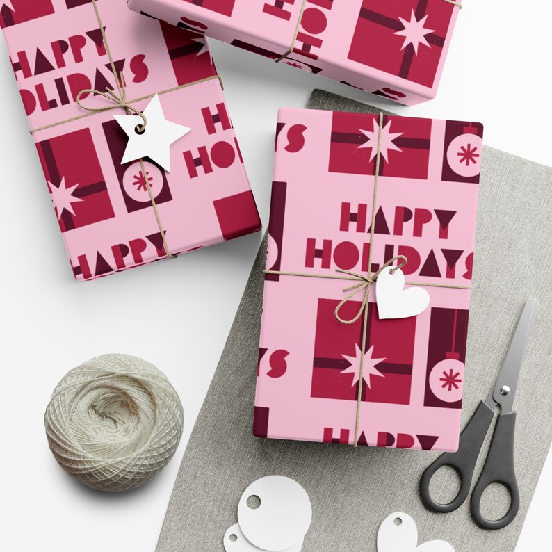 HAPPY Holidays Gift Wrap Papers - Etsy
