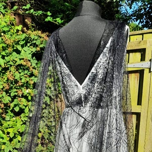 Gothic Black Bridal Cape Veil With Spiderweb and Spiders for Halloween ...