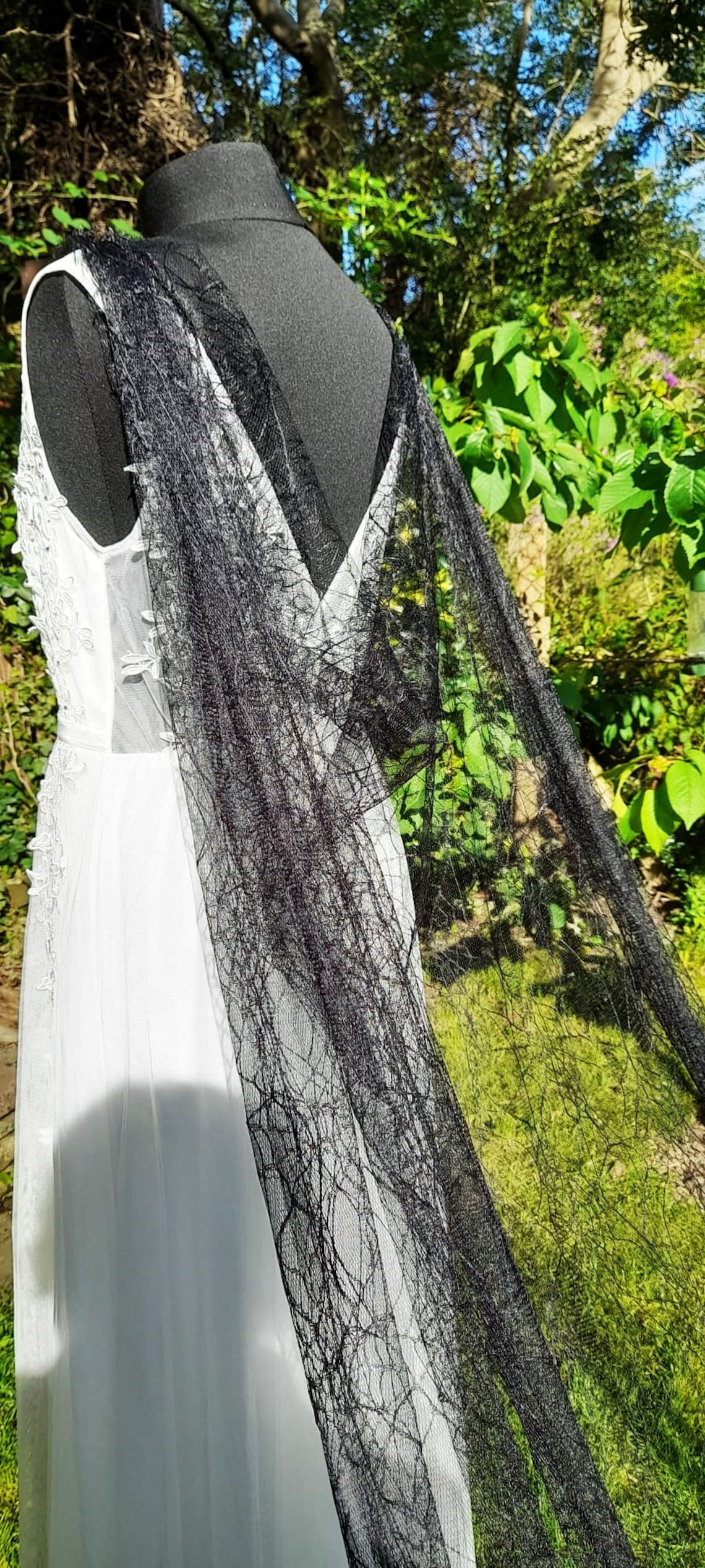 Gothic Black Bridal Cape Veil With Spiderweb and Spiders for Halloween ...
