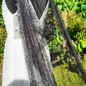 Gothic Black Bridal Cape Veil With Spiderweb and Spiders for Halloween ...