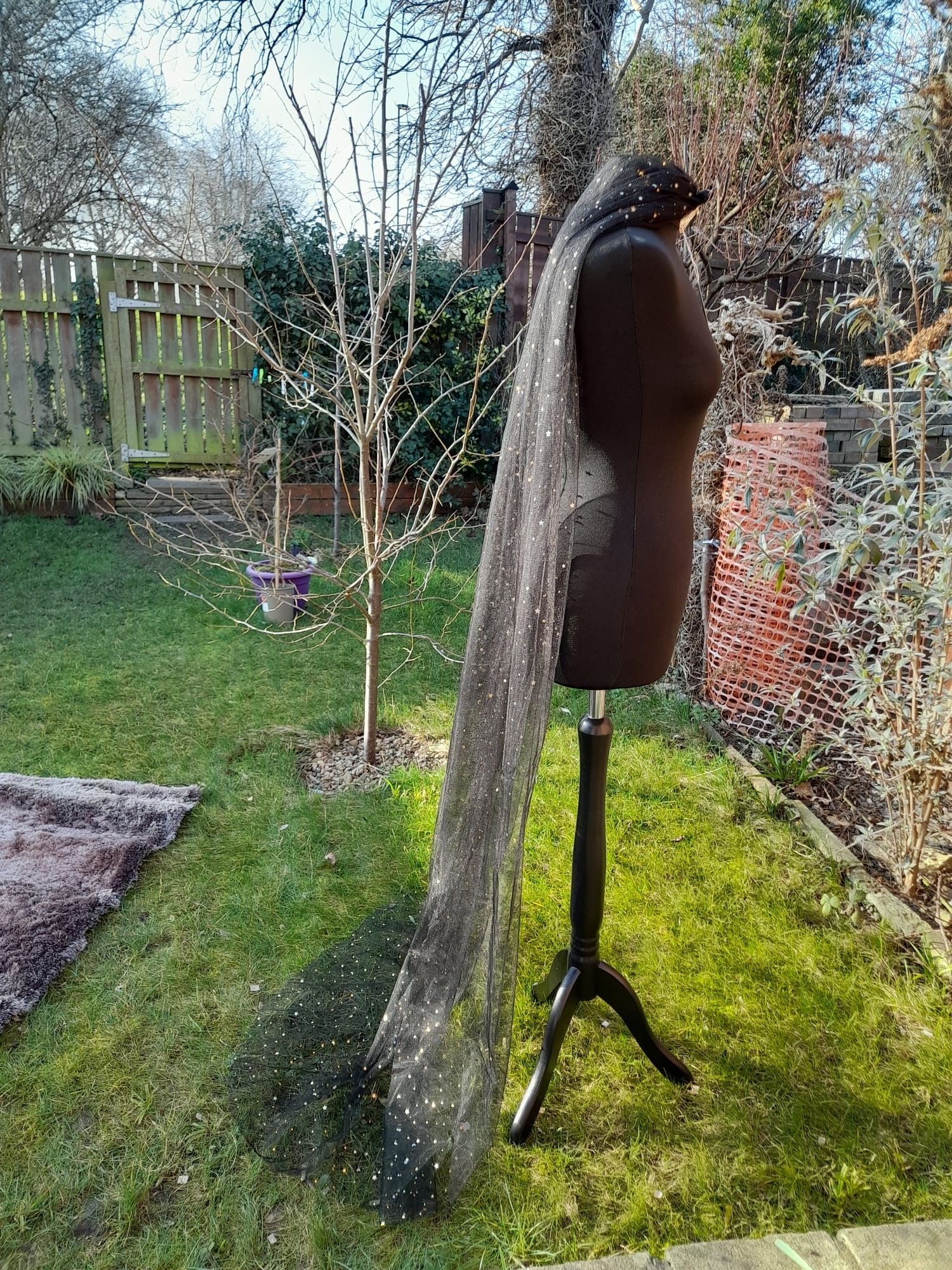 Celestial Black Veil With Stars,gothic Wedding Veil With Comb,dark ...