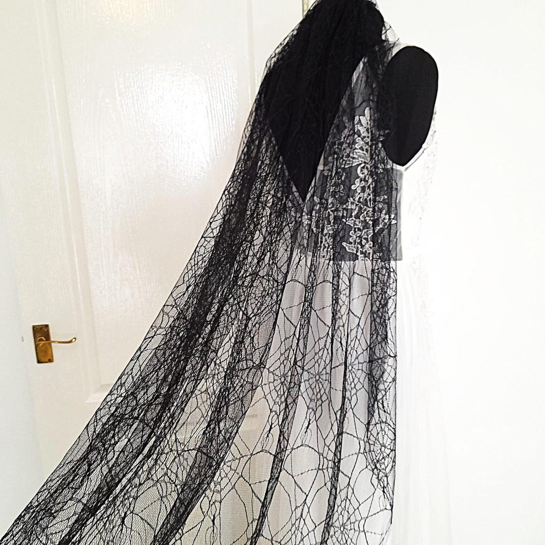 Gothic Black Bridal Veil: Spiderweb Halloween Wedding Accessory - Etsy