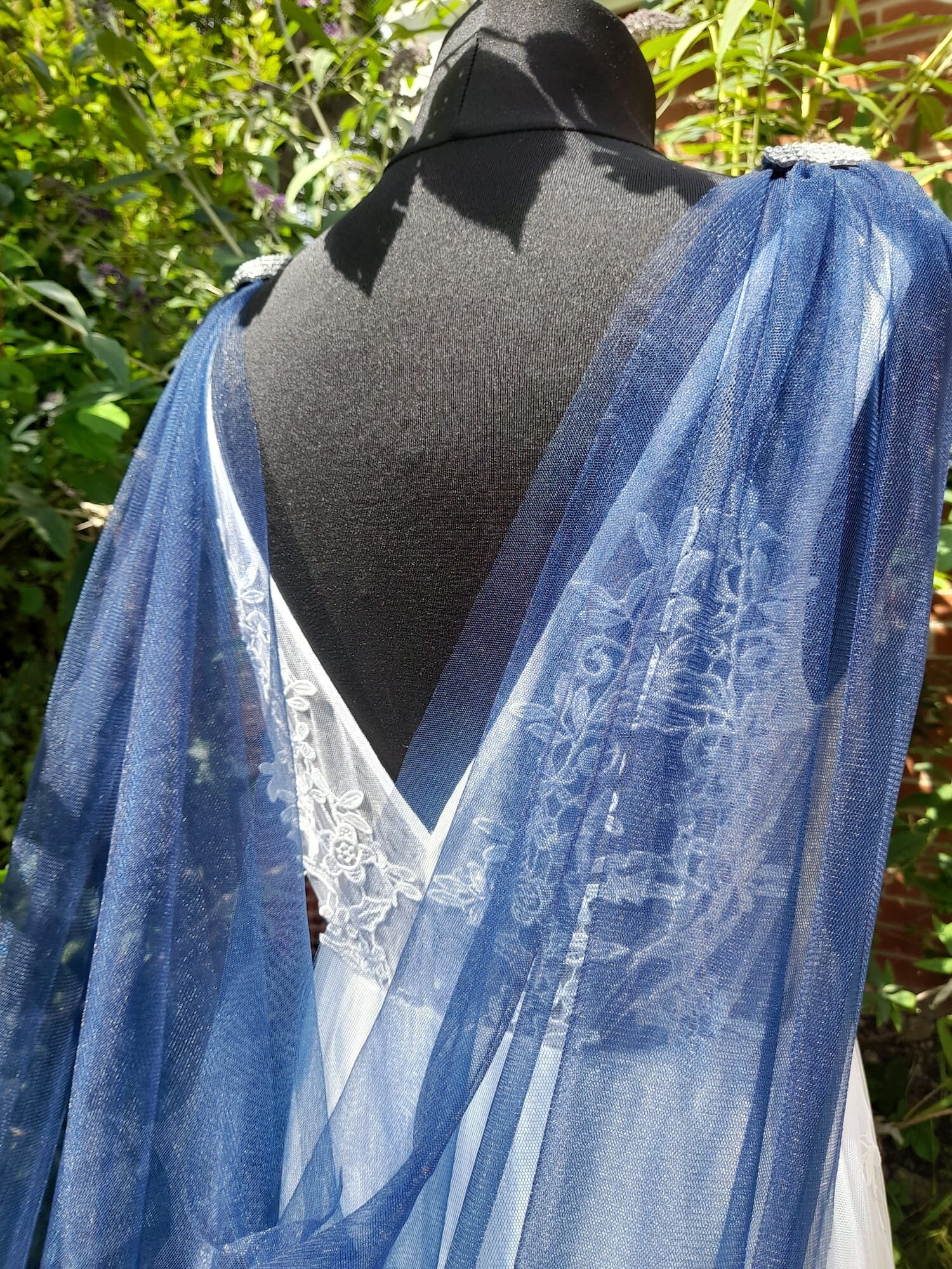 Timeless Navy Blue Cape Veil With Beautiful Lace Edge - Stunning ...