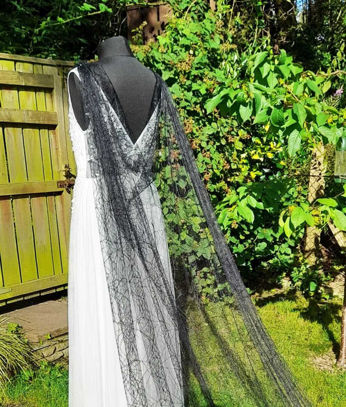 Gothic Black Bridal Cape Veil With Spiderweb and Spiders for Halloween ...