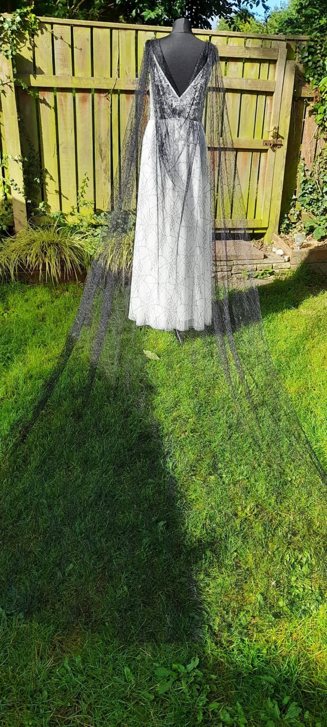 Gothic Black Bridal Cape Veil With Spiderweb and Spiders for Halloween ...